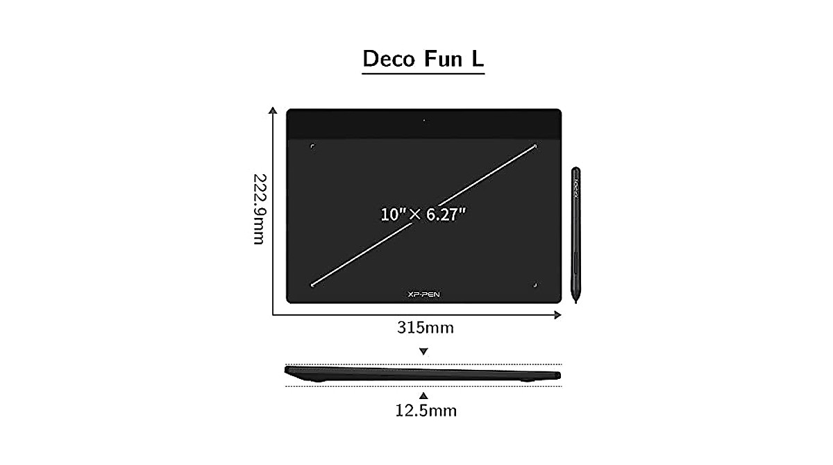 XPPen Deco Fun L Graphic Drawing Tablets 10x6 Inches Digital Drawing Pad Art Tablet with 8192 ...