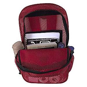 Collapsible Mesh Backpacks for Adults, School, Beach - Backpack with Reflective Strip and Wire Frame for Support (Red) Large