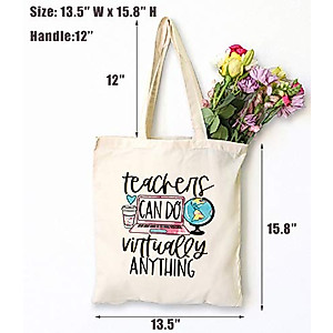 Teachers Can Do Virtually Anything – Shoulder Bag Shopping Bag Tote Bag Gift – Appreciation Gifts for Teachers - Birthday Christmas Back To School Gift For Teacher