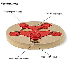 PetRageous 13006 Thinkrageous Interactive Advanced Level Puzzle Piece Dog Toy or Cat Toy Measures 9.84-Inch for Dogs and Cats or Kittens and Ages, Red