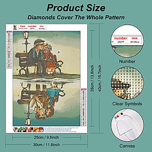 Acudotr Diamond Painting Kits for Adults, 5D DIY Diamond Art Kits for Beginners, Full Drill Diamond Painting Kits for Home Wall Decor, Old Couple, 12x16 Inch