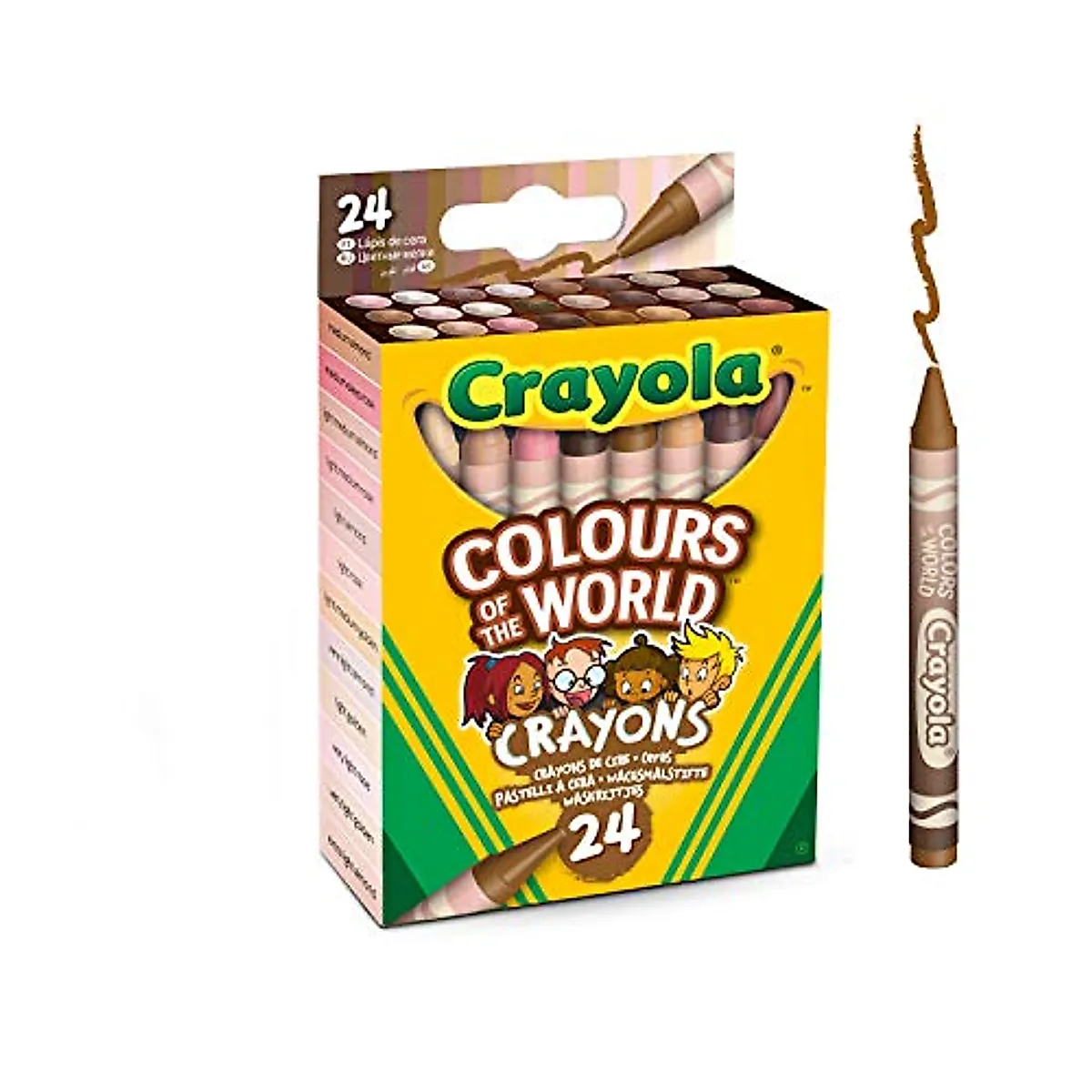 Crayola Colours of the World Wax Colouring Crayons - Assorted Colours (Pack of 24) | Colours That Represent Skin Tones from Around the World | Ideal for Kids Aged 3+