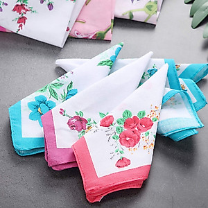 45 Pieces Vintage Floral Print Handkerchiefs Women Soft Hankies Ladies Hankies