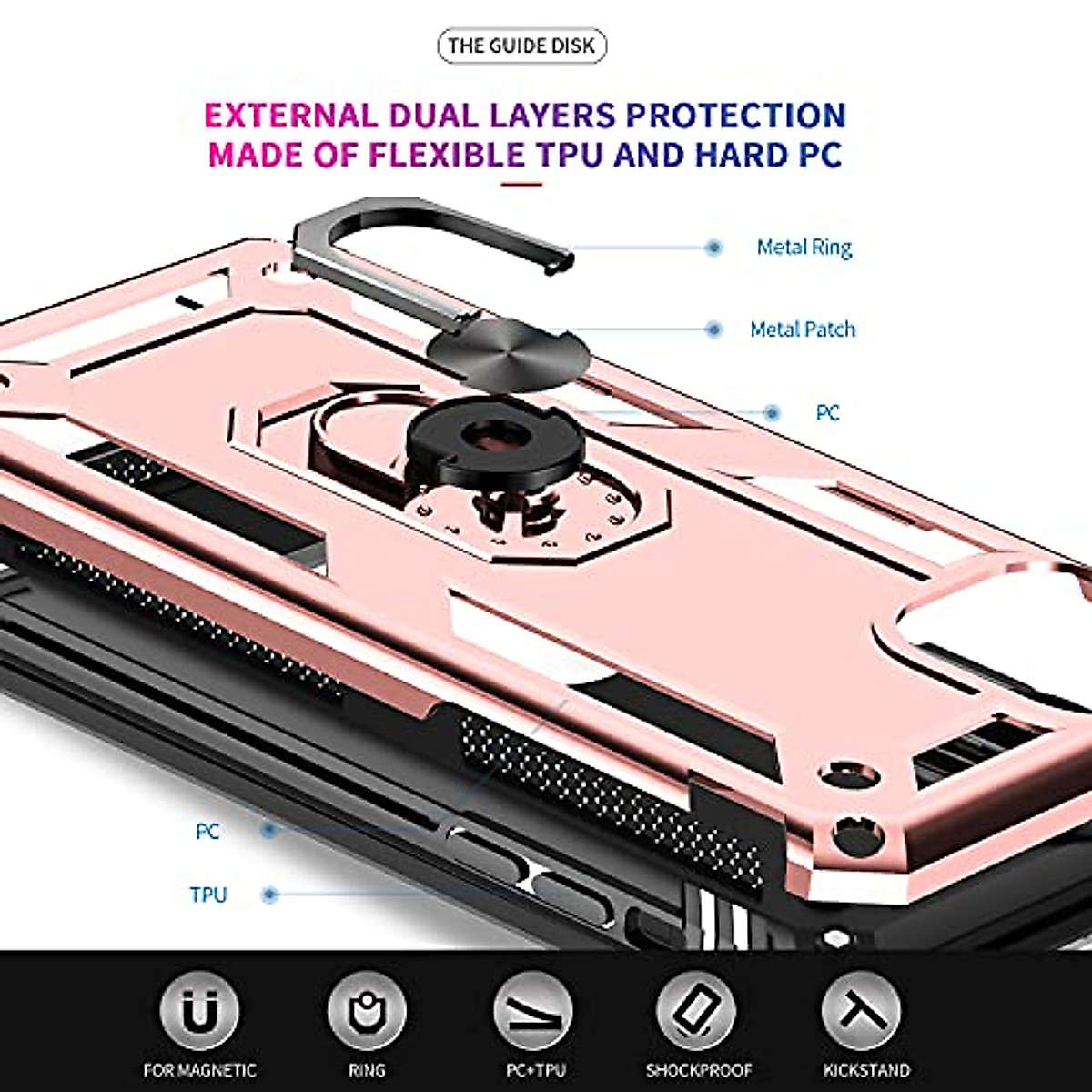 LeYi Compatible for iPhone 12 Pro Max Case with [2 Pack] Tempered Glass Screen Protector and Camera Lens Protector for Women Men, Military-Grade Phone Case for iPhone 12 Pro Max, Rose Gold