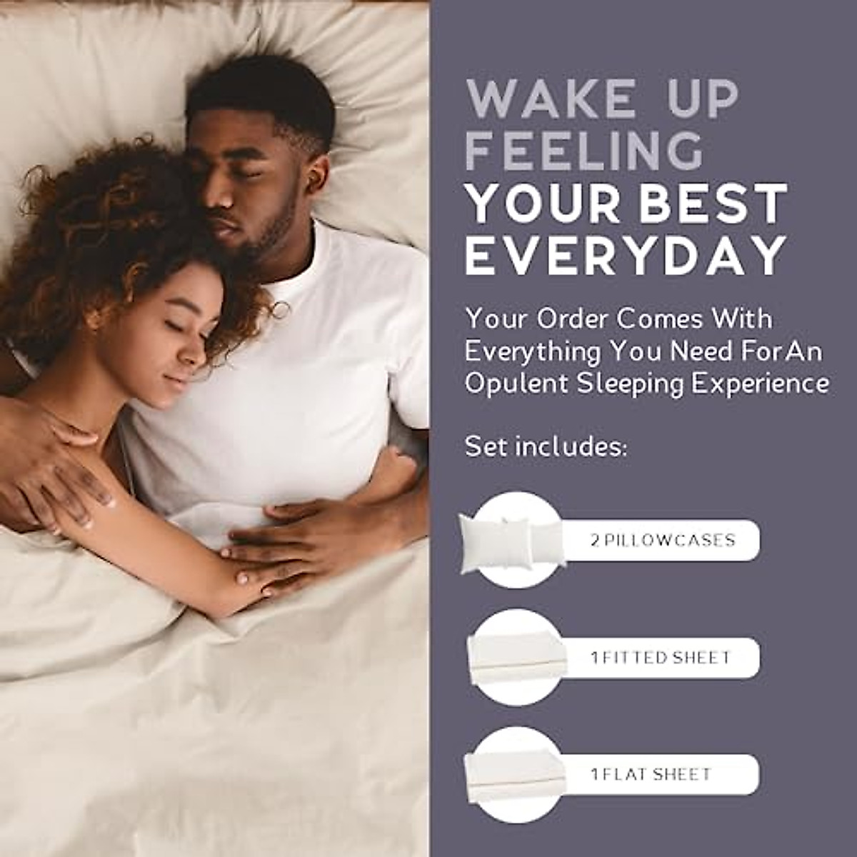 Lincove 100% Cotton Sateen 4 Piece Bed Sheet Set – 400 Thread Count, Ultra Soft Luxury Sheets with 15” Deep Pockets - Includes 1 Fitted Sheet, 1 Flat Sheet, 2 Pillowcases (Queen, Ivory)