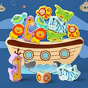 ZHUTI Boys Toys Age 3-5,Wooden Blocks Animal Stacking for Kids,Education Learning Montessori 3+ Year Old Girls Toddlers,Christmas Xmas Birthday Gifts Toddlers Kids, Multicolored, 7.6*3.14*0.82 INCH