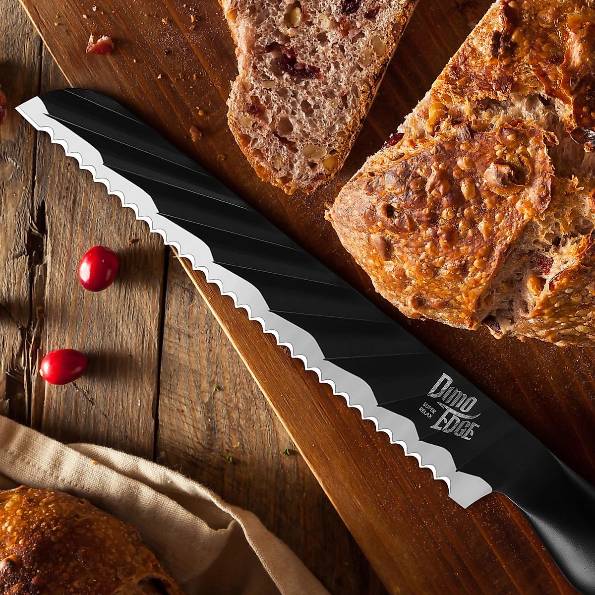 Dimoedge Kitchen Knife Block Set with Built-in Sharpener, Ultra-Sharp 13-Piece Stainless Steel Knives with Ergonomic Hollow Handle