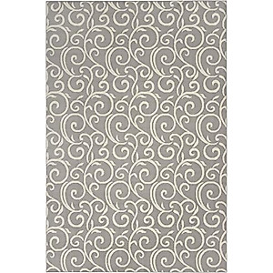 Nourison Grafix Floral Grey 6' x 9' Area -Rug, Easy -Cleaning, Non Shedding, Bed Room, Living Room, Dining Room, Kitchen (6x9)