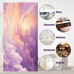 Outus 4 Pcs Fluorescent Light Cover Classroom Light Cover with 10 Magnets Light Filter Magnetic Ceiling Light Cover Panel 2 x 4 ft (23.62 x 47.24 in) Reduce Glare for Office School(Purple Cloud)