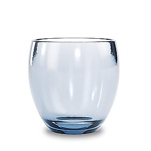 Umbra Droplet, Clear Pump Dispenser-Modern Heavy-Duty Refillable 10-Ounce Soap Container for Bathroom-Perfectly Nested in Amenity Tray, Can Be Placed On Countertop, Sink in Bath, Denim