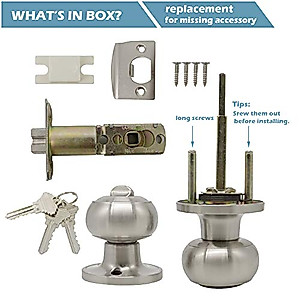 Gobrico Round Satin Nickel Keyed-Alike Entry Locks Knobs 6Pack, Front Enry Door Knobs with Lock and Same Key, Round Ball Style Locksets Door Handles