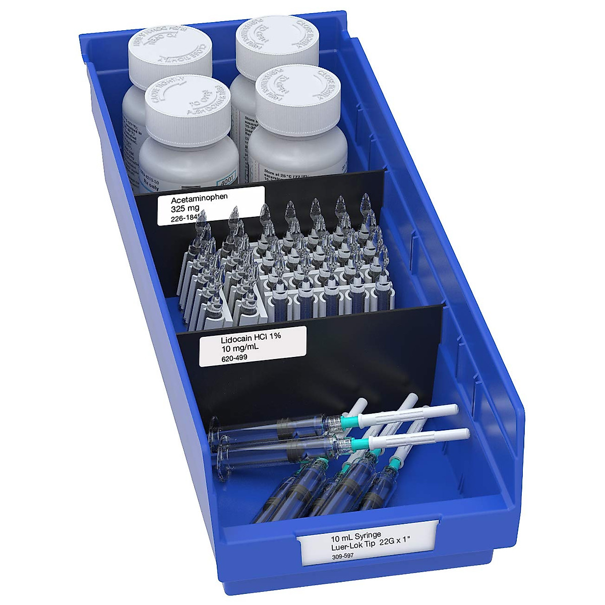 Akro-Mils 40130 Crosswise Width Plastic Divider for 30130, 30138, 30164 Shelf Bin Storage Bins, Black, (24-Pack)