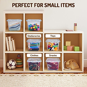 GAMENOTE Clear Plastic Storage Bins with Lids,Stackable Containers for Classroom,Toy Storage Organizer, 5 Qt 12 Pack Small Tubs,Tote Box for Kids Playroom,Sorting(12×7.2×5.1 in)