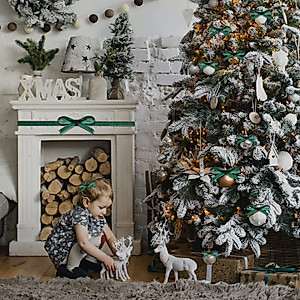 Syhood 100 Yards Christmas Ribbon Spool 3/8 Inch Rustic Crafts Gift Bows Ribbon Velvet Christmas Wreath Bow for Christmas(Green, 3/8 Inch x 100 Yard)