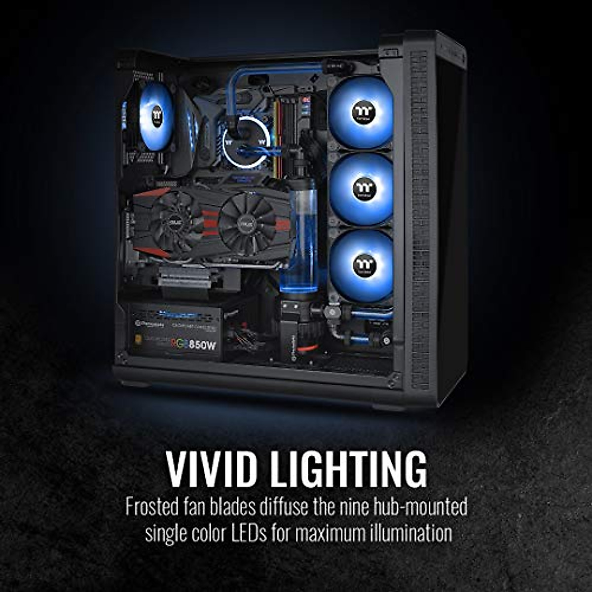 Thermaltake 140mm Pure A14 PWN Case Fan (Single Pack)-Blue CL-F110-PL14BU-B