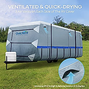 Quictent Upgraded Travel Trailer RV Cover, Extra-Thick 6-ply Camper Cover, Fits 27-30Ft Motorhome -Breathable Watertight Quick-Drying Rip-Stop Anti-UV with 2 Windproof Straps, 4 Tire Covers