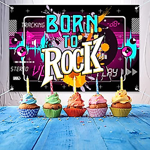 HAMIGAR 6x4ft Born To Rock Banner Backdrop - Rock and Roll Birthday Decorations Party Supplies