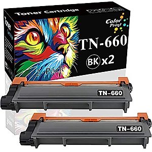 (2-Pack, Black)ColorPrint Compatible TN660 Toner Cartridge Replacement for Brother TN-660 TN630 TN-630 Work with HL-L2380DW HL-L2300D HL-L2340DW MFC-L2680W MFC-L2740DW MFC-L2685DW DCP-L2540DW Printer