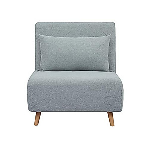 GIA Tri-Fold Light Gray Single Seat Convertible Futon with wooden effect leg/Sofa Bed with Romevoable pillow, Extra Thickness,Flexible position change and Space-Saving.