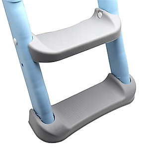 HTTMT- Classic Potty Training Toilet Ladder Seat With Upgraded Cushion Step Stool Ladder Toilet Chair/Toilet Trainer for Baby Toddler Kids Children In Blue [P/N: ET-BABY002-BLUE STEP-C]