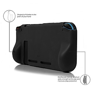 Orzly Grip Case for Nintendo Switch - Protective Back Cover for Nintendo Switch (NOT OLED MODEL) in Handheld Gamepad Mode with Built in Comfort Padded Hand Grips - Solid Black