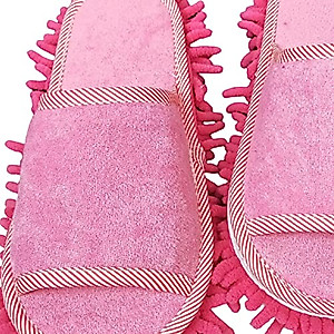Leefasy Mop Slippers Men Women Cleaning Shoes Microfiber Mute Cleaner Detachable Practical Mopping Slippers Cleaning Sandals for Floor Polishing, Pink