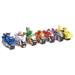 Paw Patrol, Moto Pups Marshall’s Deluxe Pull Back Motorcycle Vehicle with Wheelie Feature and Toy Figure