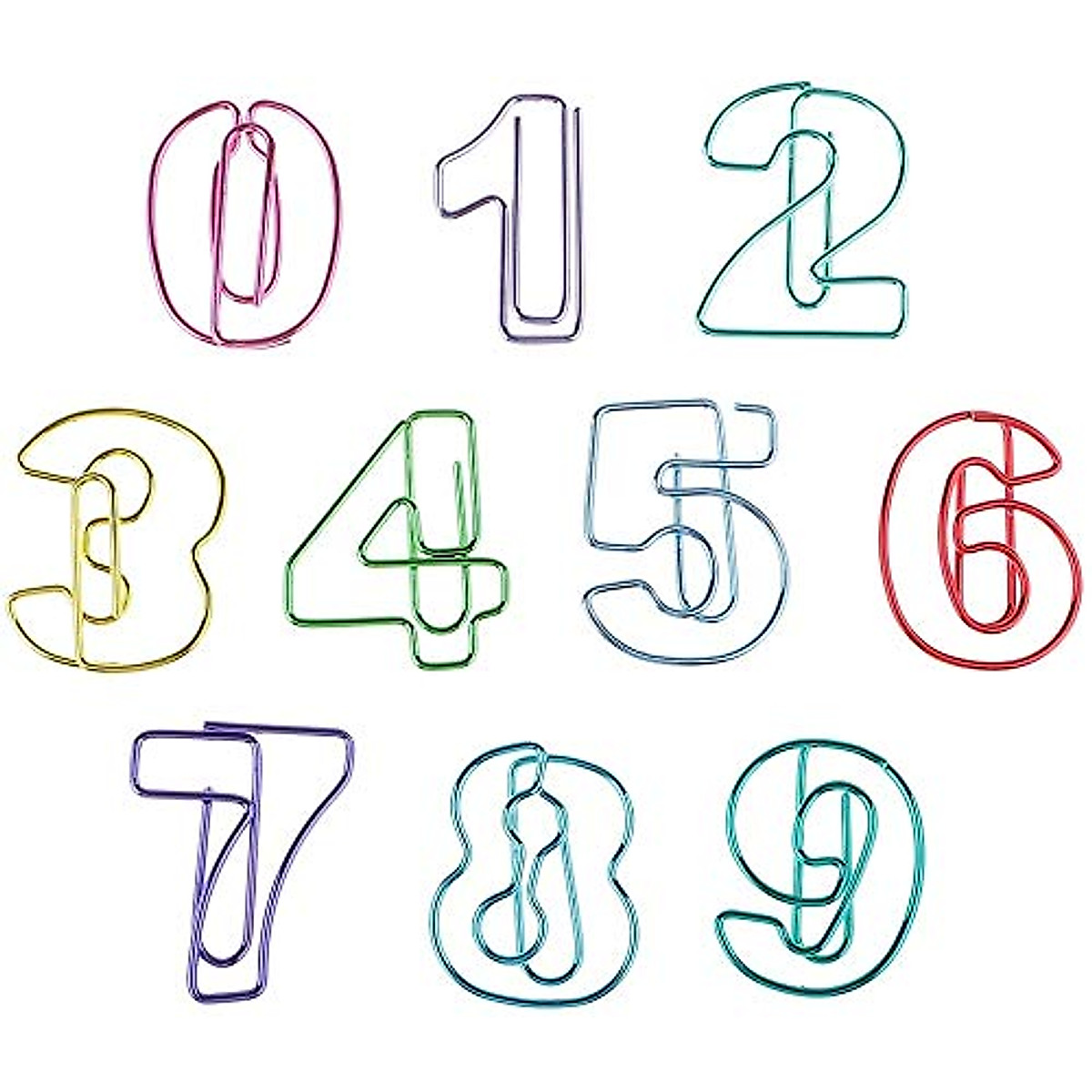 10 Pieces Paper Clips 0-9 Numbers Paperclips Paper Clamps for Office Supplies School Student Art Supply