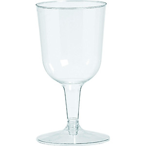 Amscan Elegant Party Pack Clear Plastic Wine Glasses - 5.5 oz. (32 Pcs.) - Perfect for Home, Weddings & Events
