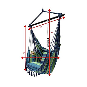 Project One Hanging Rope Hammock Chair, Hanging Rope Swing Seat with 2 Pillows, Carrying Bag, and Hardware Kit Perfect for Outdoor/Indoor Yard Deck Patio and Garden, 300 LBS Cap (Blue Green Stripe)