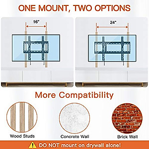 Perlegear Tilt TV Wall Mount Bracket Low Profile for Most 37-75 Inch LED LCD OLED Flat Curved Screen TVs, Large Tilting Mount Fits 16, 18, 24 Inch Studs Max VESA 600x400mm Supports up to 132lbs