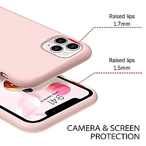 DUEDUE iPhone 11 Pro Max Case, Liquid Silicone Soft Gel Rubber Slim Cover with Microfiber Cloth Lining Cushion Shockproof Full Protective Anti Scratch Case for iPhone 11 Pro Max 6.5 Pink Sand