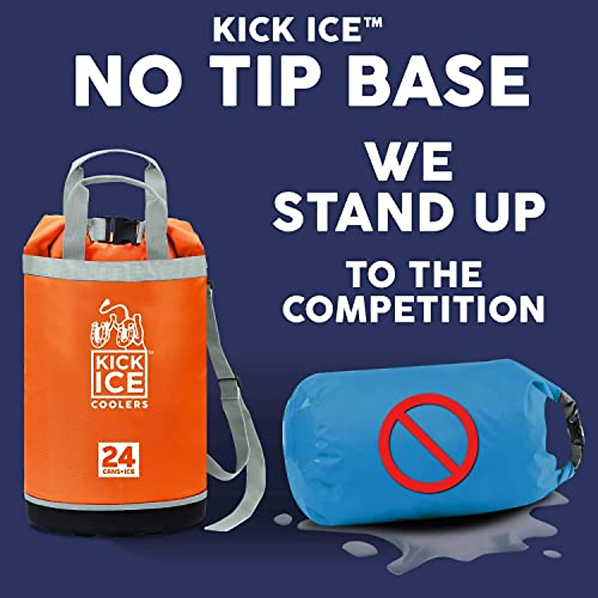 KickIce Dry Bag + Soft Cooler with PVC Free Leakproof Lining + Rolltop Closure for Kayaking, Beach, Rafting, Boating, Hiking, Camping and Fishing, Holds 24 Cans + Ice, 15L, Orange