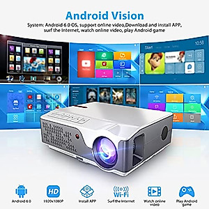 CXDTBH Full 1080p Projector Td96 Td96w Android Led Proyector Native 1920 X 1080p 3D Home Theater Smart Phone Beamer ( Color : D )