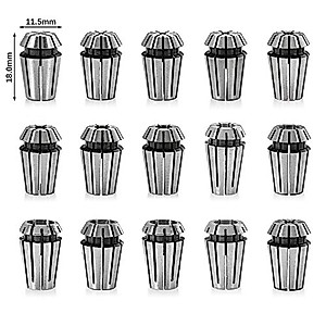 Genmitsu 15PCS ER11 Precision Spring Collet Set for CNC Engraving Milling Lathe Chuck Tool, 1.0mm-7.0mm & 1/4", 1/8"