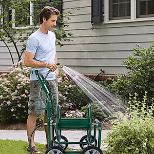 Tools Industrial Hose Reel Cart, Garden Heavy Duty Hose Reel Cart with 4 Solid Wheels Lawn Watering Outdoor Yard Water Planting，Holds 300-Feet of 5/8" Hose Capacity