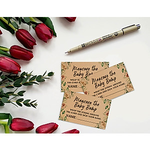 1 Measure the Baby Bump Kraft Sign & 50 Guessing Cards Set, Gender Neutral Baby Shower, Baby Showers Decorations, Baby Shower Games/083KF