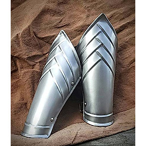 Active Industries Medieval Bracers Fully Functional Arm Guard for Cosplay, Role-Play, Costume Armour Handmade Set Armor Leather Steel Costume, Silver, 10 - 12 Inch Adult Size