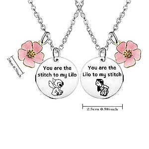 Mebvdebe You Are The Lilo to My Stitch You Are The Stitch To My Lilo Flower Necklace Gifts for Family Best Friends Cute Stitch Necklace Girl's Jewelry