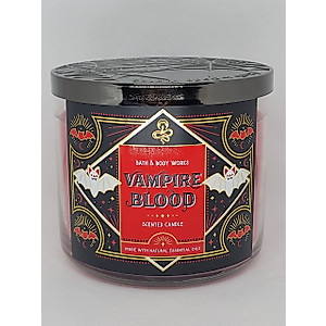 Bath & Body Works, White Barn 3-Wick Candle w/Essential Oils - 14.5 oz - 2021 Halloween! (Vampire Blood)