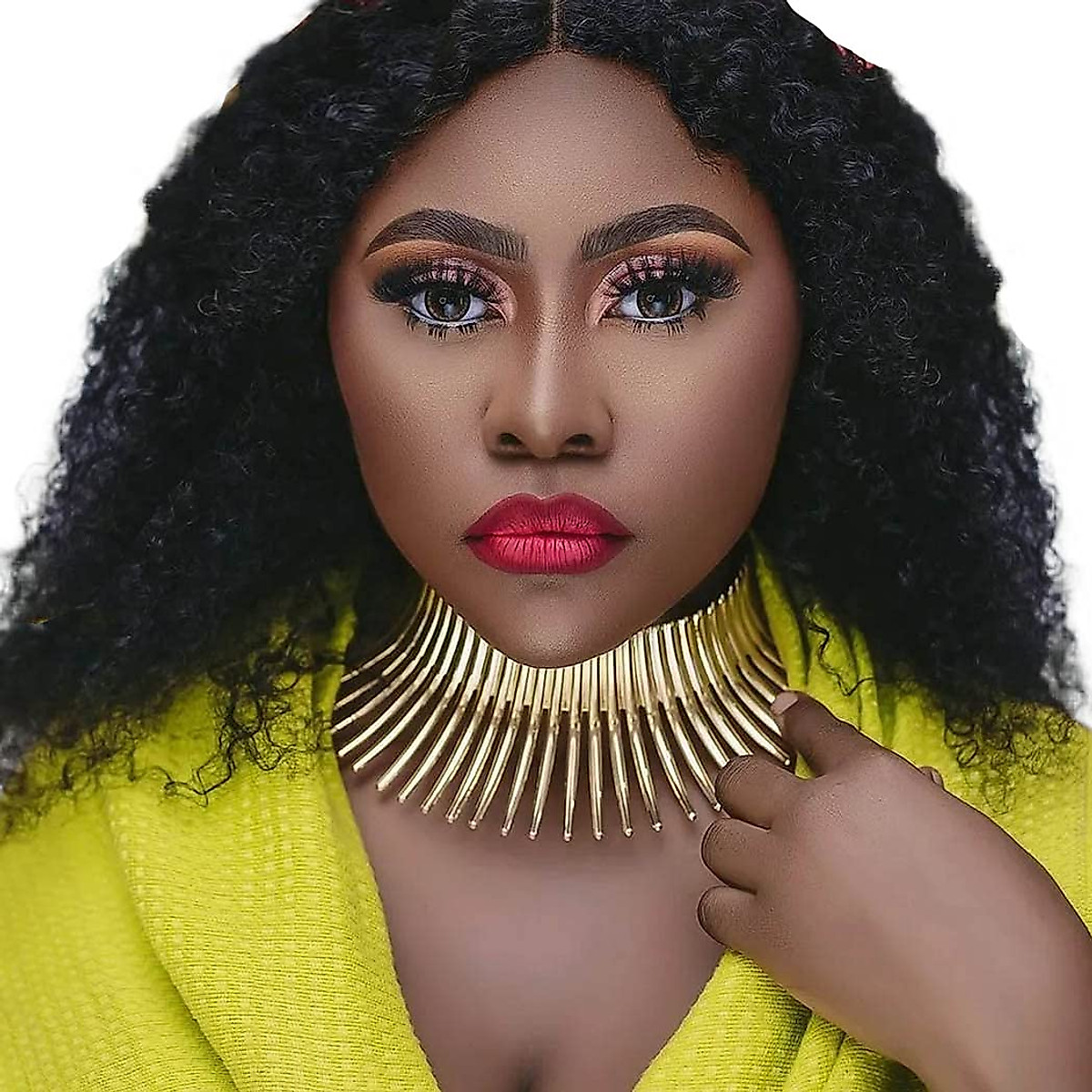 Barode African Collar Choker Necklace Gold Statement Chokers Bib Chunky Necklaces Jewelry for Women(Gold)