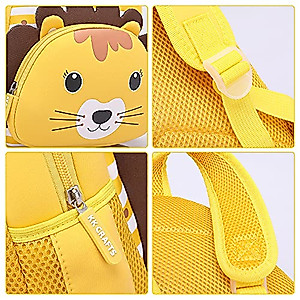 KK CRAFTS Toddler Backpack, Waterproof Preschool Backpack, 3D Cute Cartoon Neoprene Animal Schoolbag for Kids, Lunch Box Carry Bag for Boys Girls, Cute Lion