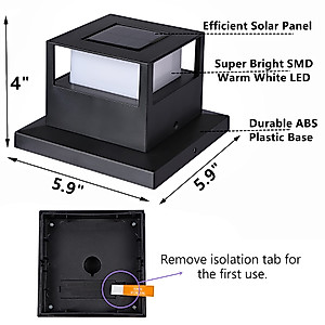 MAGGIFT 6 Pack Solar Post Lights, 20 Lumen Outdoor Warm White High Brightness SMD LED Lighting Solar Powered Cap Light, Fits 4x4, 5x5 or 6x6 Wooden Posts, Waterproof for Yard Fence Deck or Patio