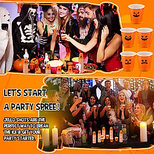 Lounsweer 100 Pcs Halloween Plastic Glasses Cups 2 Oz Disposable Cups Grimace Mini Party Plastic Glasses for Halloween Birthday Tasting Serving Samples Cups, Orange