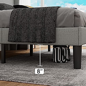 iPormis Queen Upholstered Bed Frame with Wingback, Platform Bed Frame with Storage Headboard, Wood Slats Support, No Box Spring Needed, Noise-Free, Easy Assembly, Light Gray