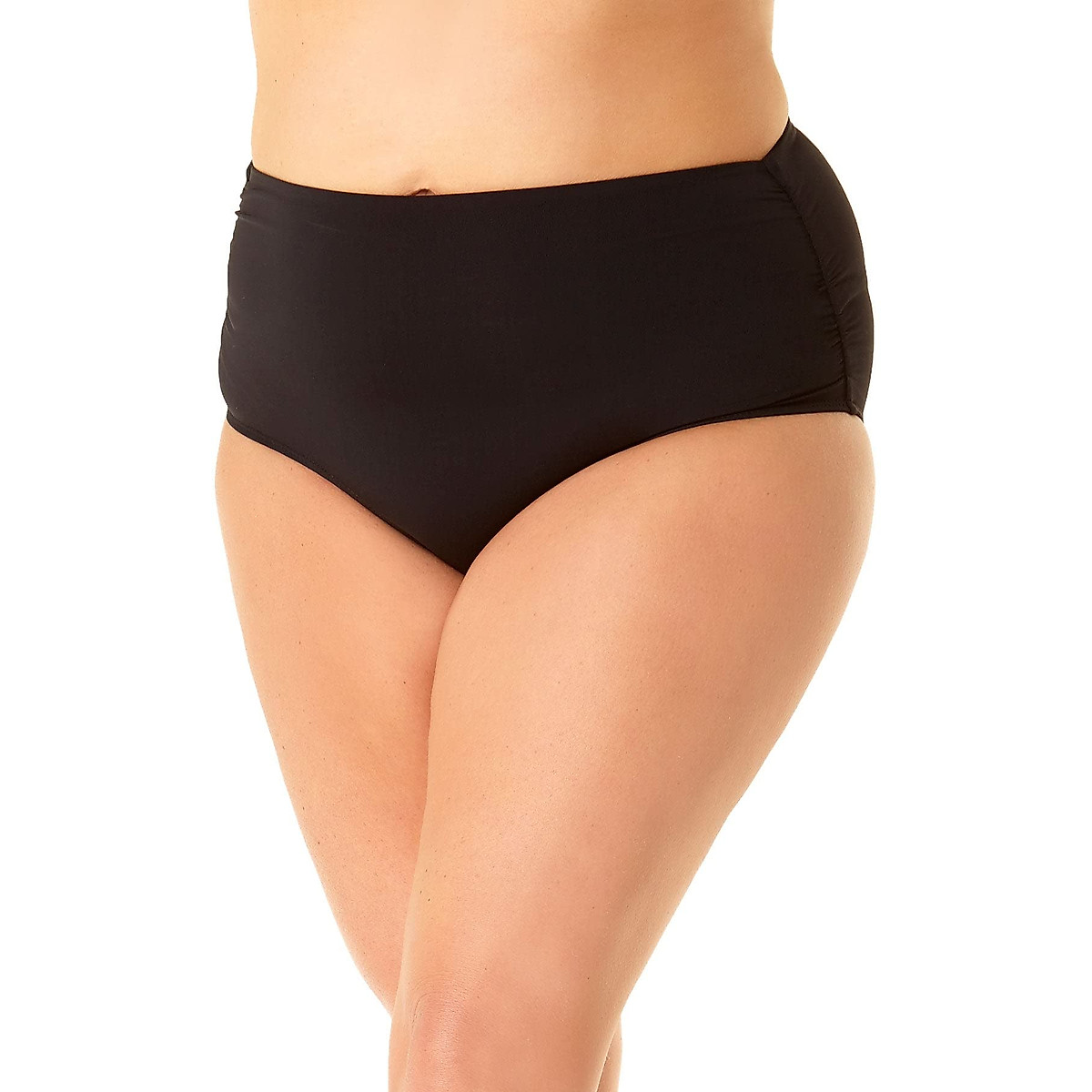 Anne Cole Women's High Waist Fold Over Double Lined Bikini Swim Bottom, Black, 18W