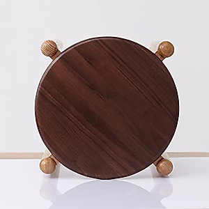 Grewood 100% Solid Oak Wood Round Stool, Kitchen & Dining Room Stools, Kids Stool, Stackable Stools for Living Room,Home, Classroom, Easy Assembly, 16.73IN