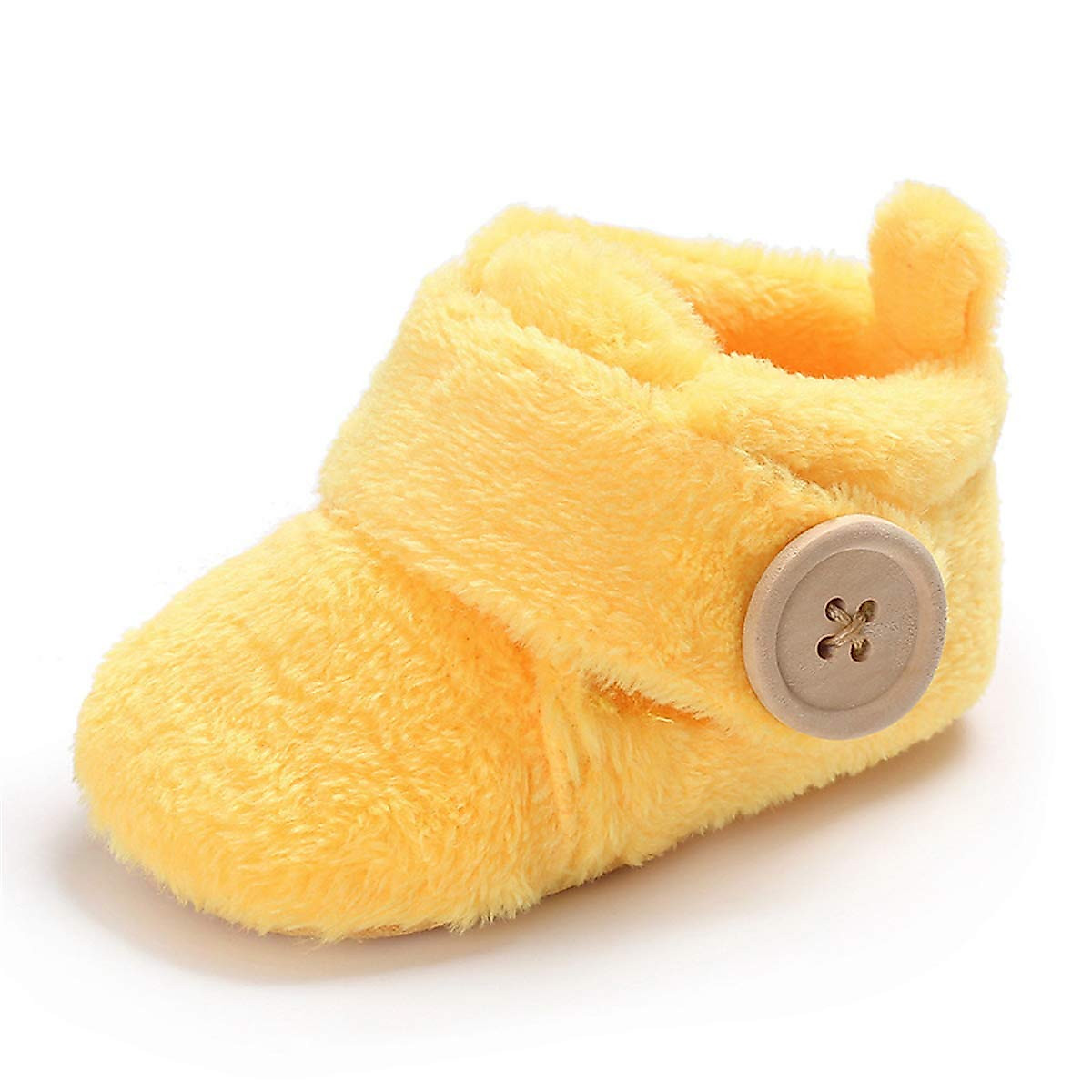 BENHERO Infant Baby Boys Girls Cozy Fleece Booties Winter Newborn Non Skid Soft Sole Shoes Winter Socks Toddler First Walkers Warm Shoes(0-6 Months M US Infant), B-yellow