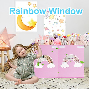 Large Toy Box Chest,Collapsible Sturdy Storage Bins with Lids,Large Kids Toy Storage Organizer Boxes Baskets for Kids,Boys,Girls,Toddler,Nursery Room,Playroom(Pink Cloud)