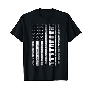 Patriotic Keyboard Player Keyboardist Keyboarder USA Flag T-Shirt